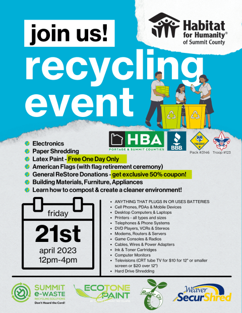 Earth Day Recycling Event | Habitat for Humanity of Summit County